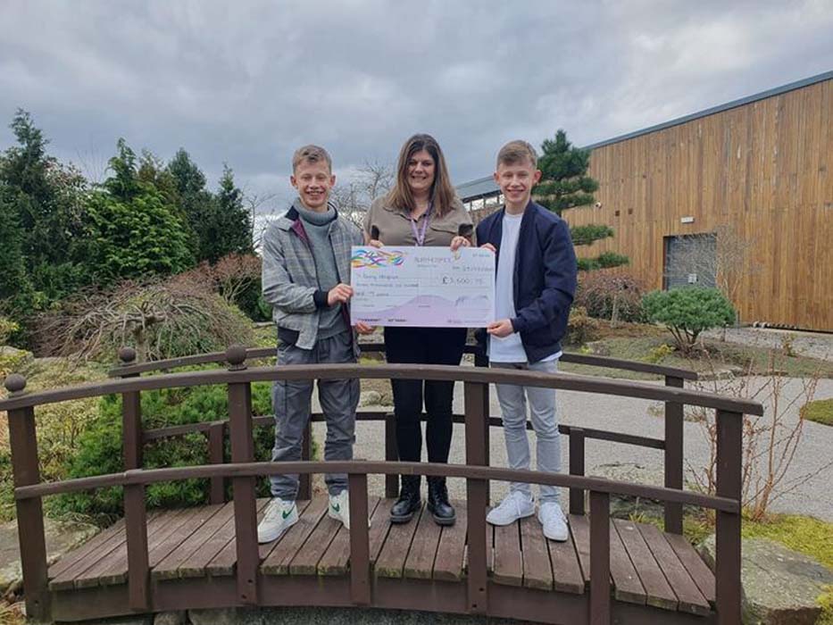 Bury Hospice CEO Helen Lockwood and Ambassadors Liam and Connor ...
